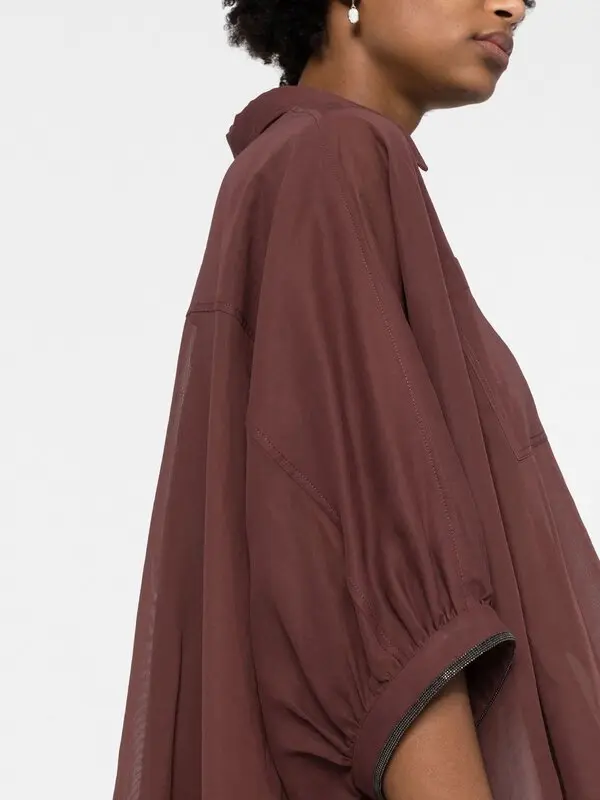 Brunello Cucinelli Semi-sheer Asymmetric Hem Blouse