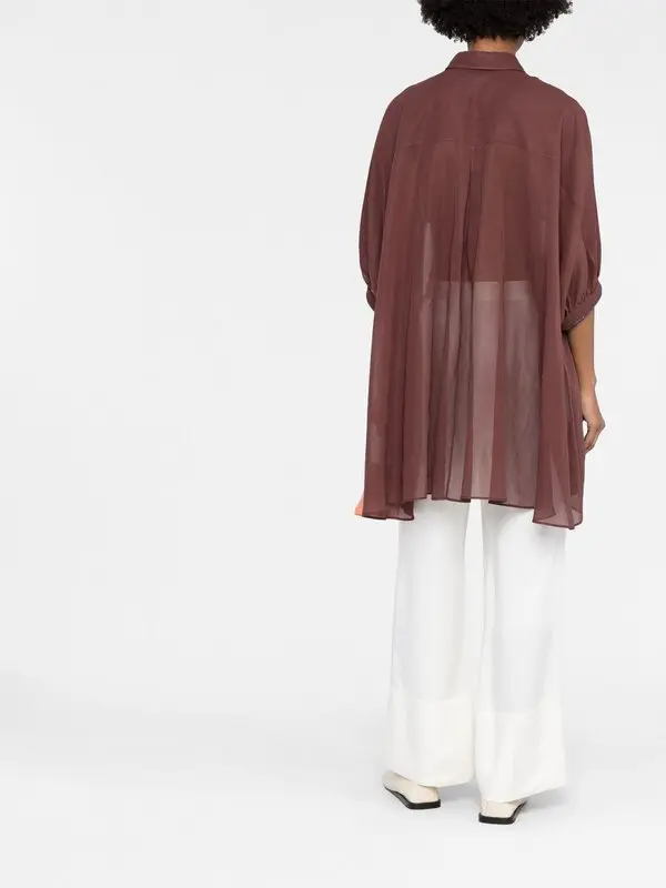 Brunello Cucinelli Semi-sheer Asymmetric Hem Blouse
