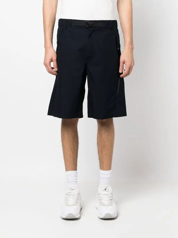 C.P. COMPANY Logo-print Belted-waist Shorts - Blue