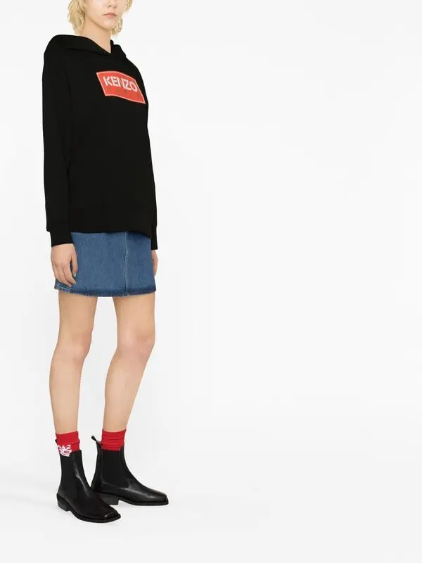 Kenzo Logo-print Cotton Hoodie - Black