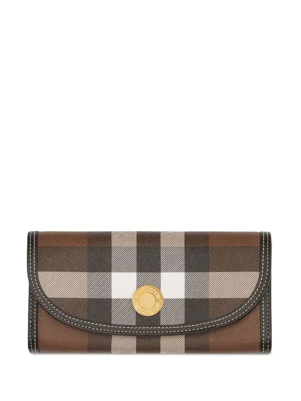 Burberry Check Leather Continental Wallet - Brown