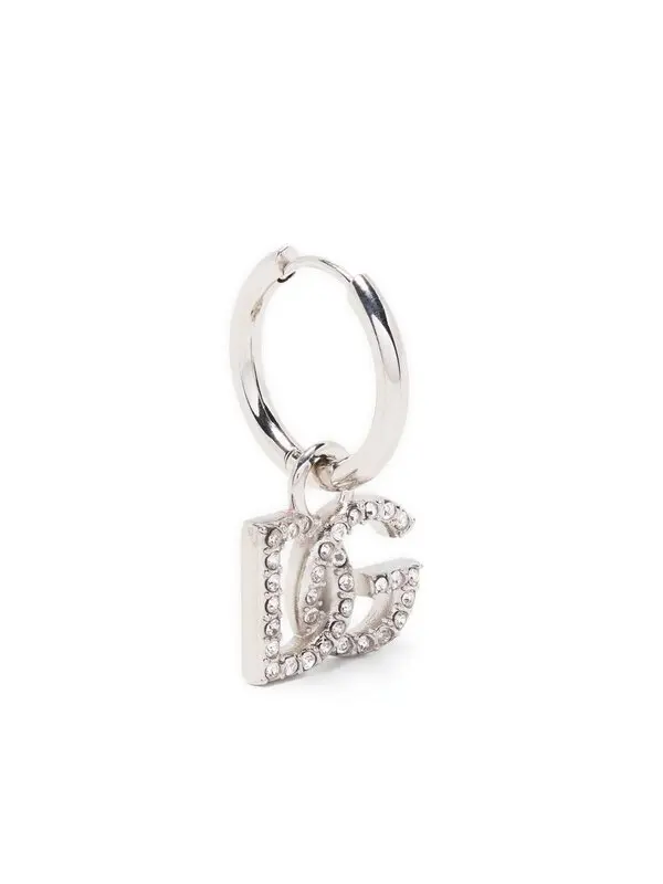 Dolce & Gabbana Crystal-embellished Logo Hoop Earring - Silver