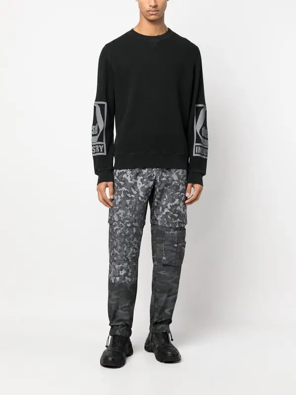 DIESEL® Logo Print Chunky-knit Jumper - Black