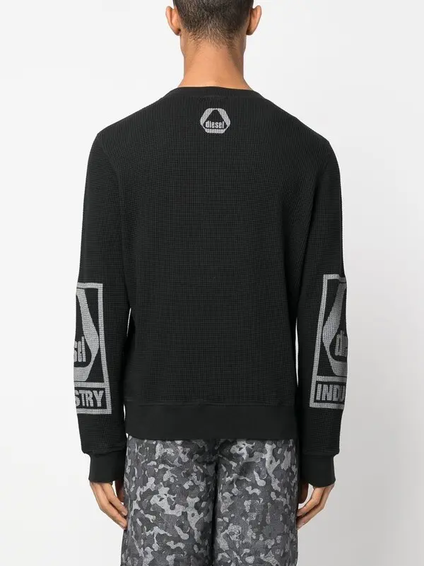 DIESEL® Logo Print Chunky-knit Jumper - Black