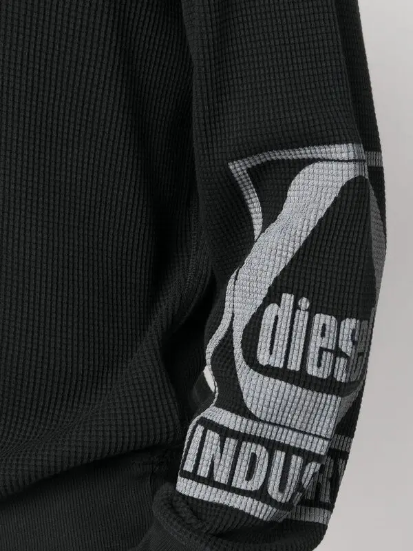 DIESEL® Logo Print Chunky-knit Jumper - Black
