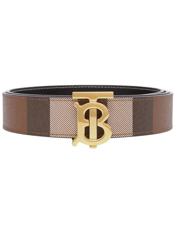Burberry Reversible Belt With Monogram Buckle - Brown