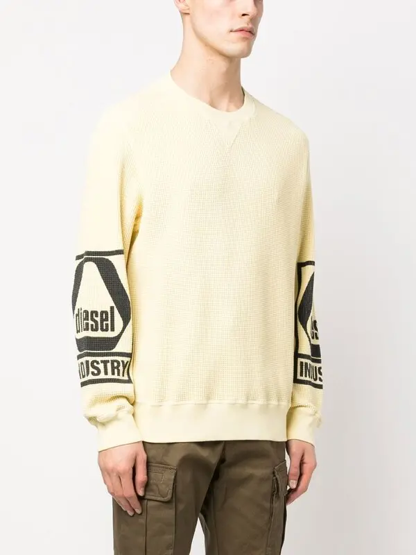 DIESEL® Logo Embroidered Chunky-knit Jumper - Yellow
