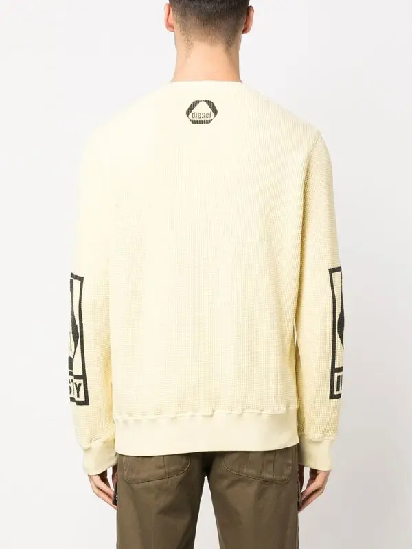 DIESEL® Logo Embroidered Chunky-knit Jumper - Yellow