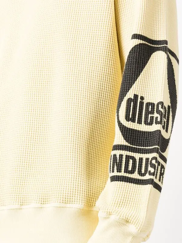 DIESEL® Logo Embroidered Chunky-knit Jumper - Yellow