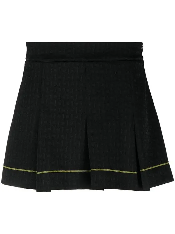 GANNI Contrast-trim Pleated Miniskirt