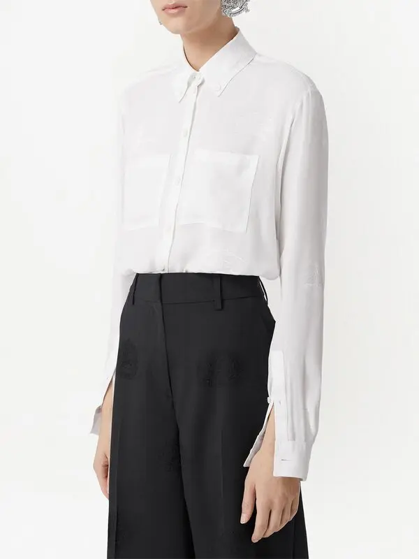 Burberry Ekd-embroidered Silk Shirt - White