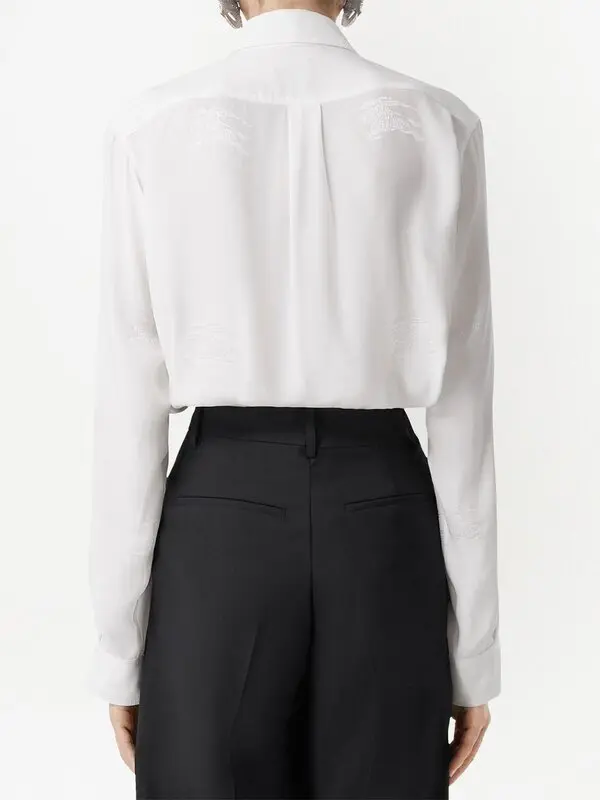 Burberry Ekd-embroidered Silk Shirt - White