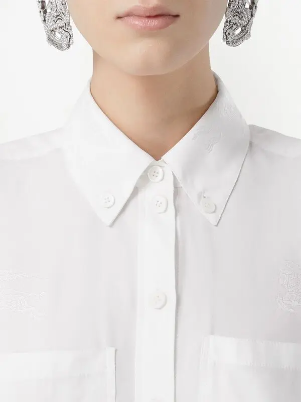Burberry Ekd-embroidered Silk Shirt - White