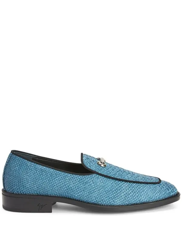 GIUSEPPE ZANOTTI Archibald Snakeskin-effect Leather Loafers - Blue