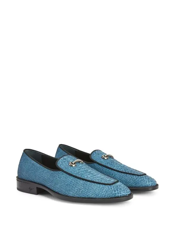 GIUSEPPE ZANOTTI Archibald Snakeskin-effect Leather Loafers - Blue