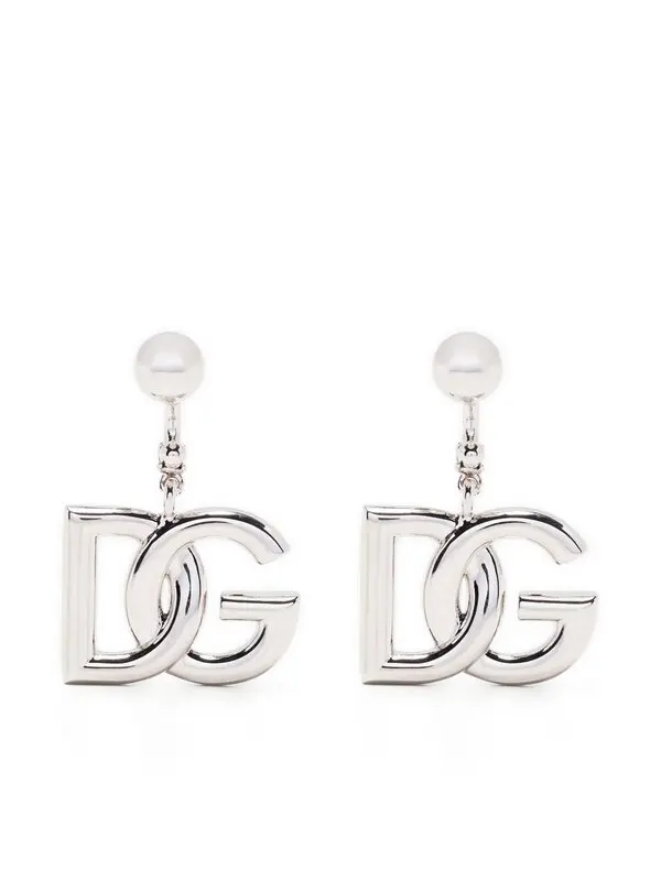 Dolce & Gabbana Interlocking Logo Drop Earrings - Silver