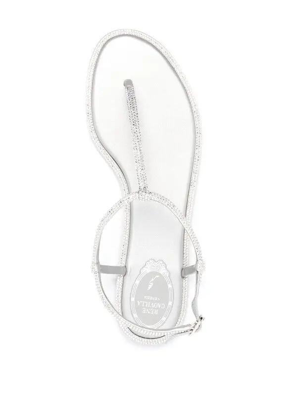 Rene Caovilla Crystal-embellished Flat Sandals - Grey