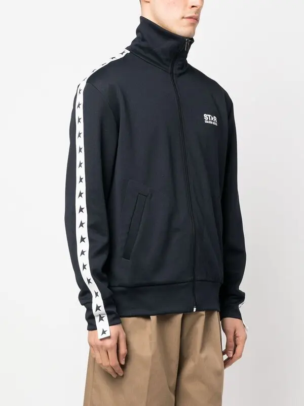 GOLDEN GOOSE Zip-up Sweatshirt With Star Detail - Blue