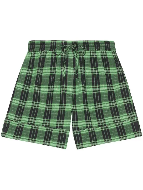 GANNI Plaid-check Drawstring Shorts