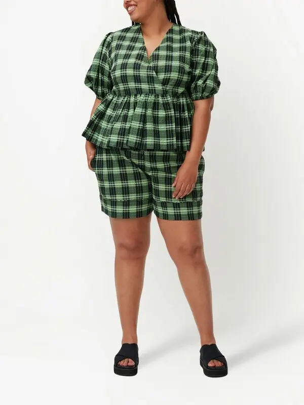GANNI Plaid-check Drawstring Shorts