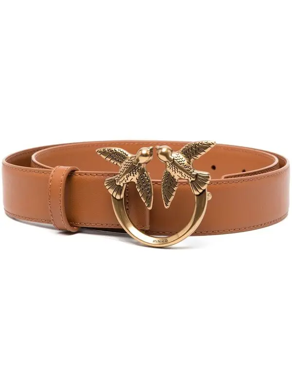 Pinko Love Berry Logo-plaque Leather Belt - Brown