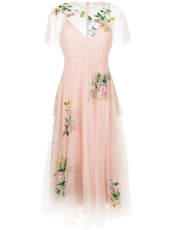 Red Valentino Floral-Embroidered Tulle Dress In Pink - 29% Off |  Editorialist