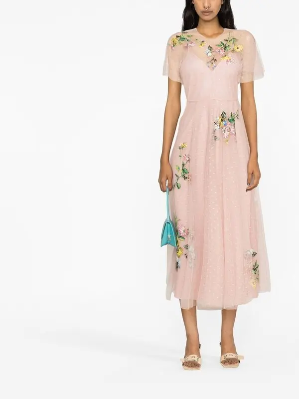 Red Valentino Floral-Embroidered Tulle Dress In Pink - 29% Off |  Editorialist