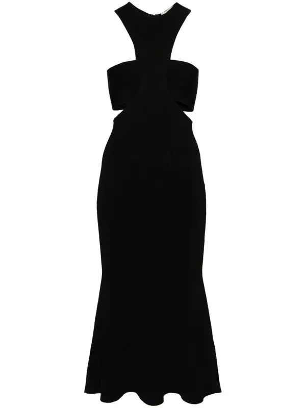 Alexander McQueen Slashed Harness Midi Dress - Black
