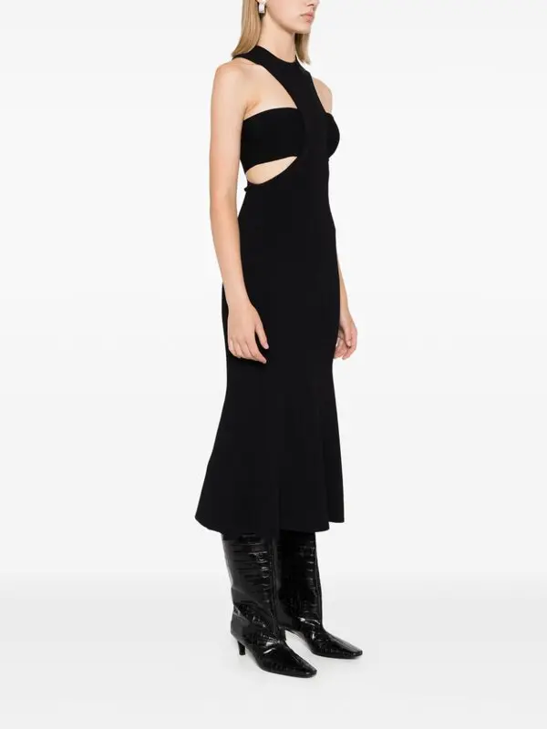 Alexander McQueen Slashed Harness Midi Dress - Black