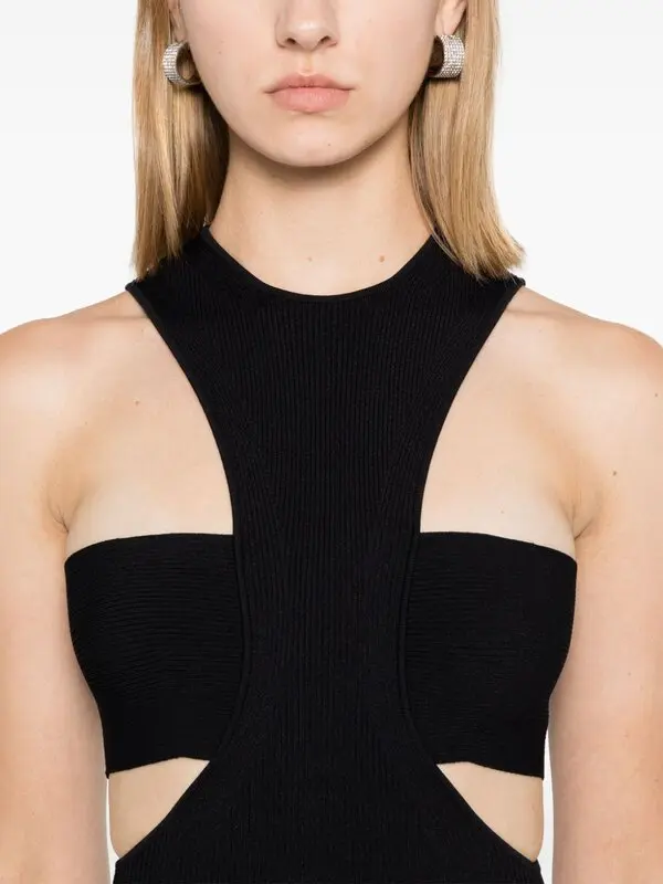 Alexander McQueen Slashed Harness Midi Dress - Black