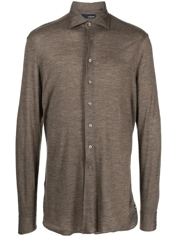 LARDINI Button-front Long-sleeved Polo Shirt - Brown