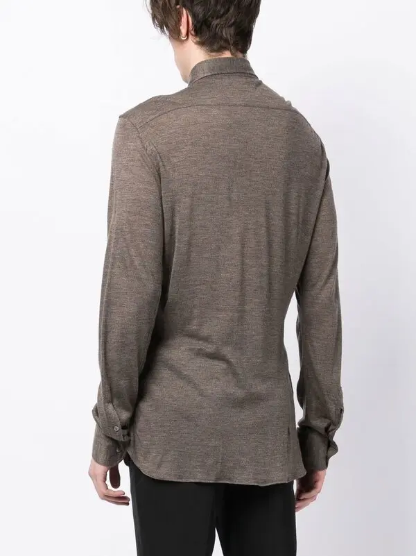 LARDINI Button-front Long-sleeved Polo Shirt - Brown