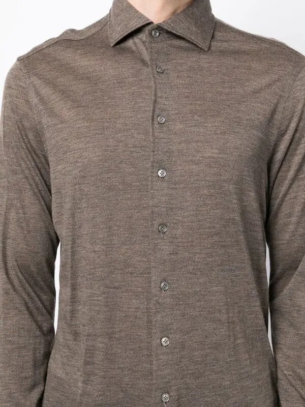 LARDINI Button-front Long-sleeved Polo Shirt - Brown