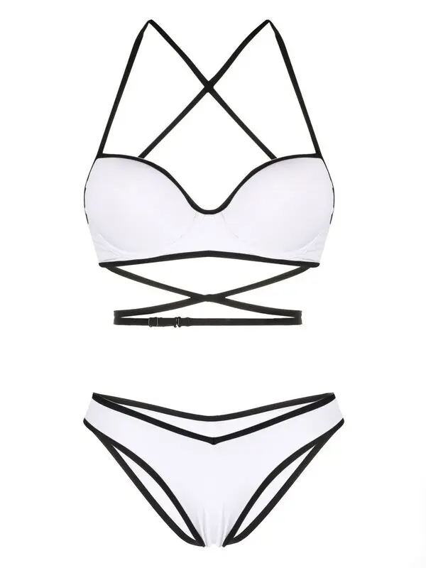 NOIRE SWIMWEAR Crossover-straps Balconette Bikini Set - White