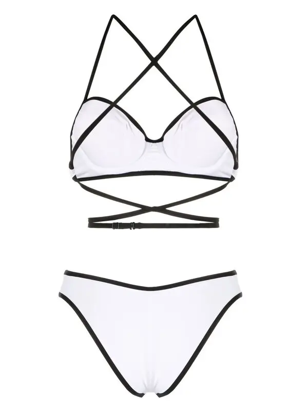 NOIRE SWIMWEAR Crossover-straps Balconette Bikini Set - White
