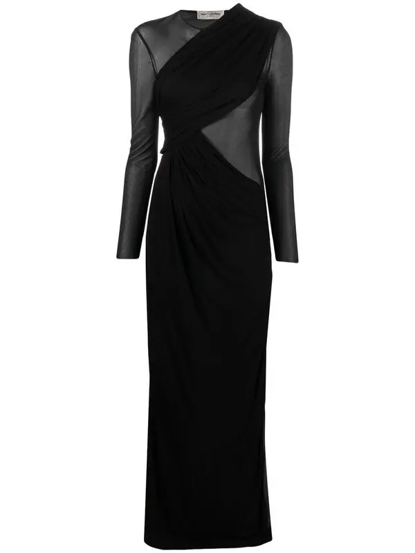 Saint Laurent Sheer-panel Draped Gown