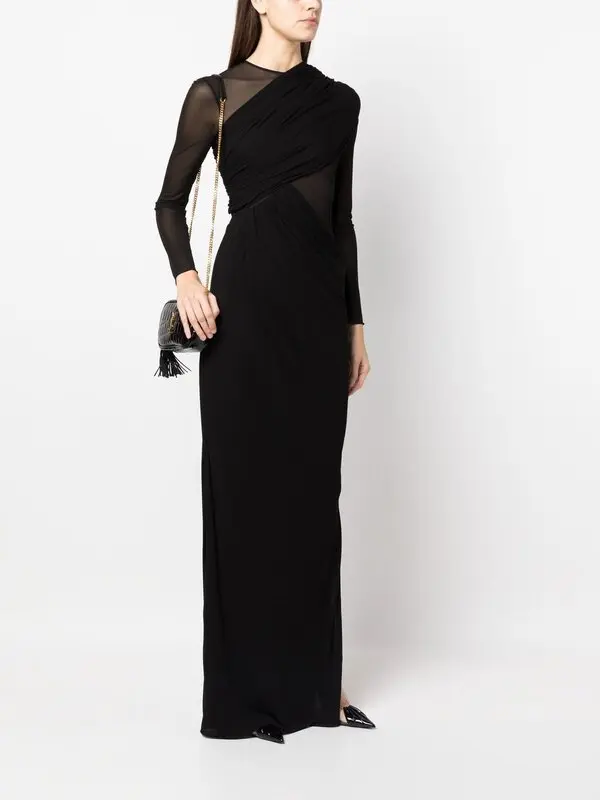Saint Laurent Sheer-panel Draped Gown
