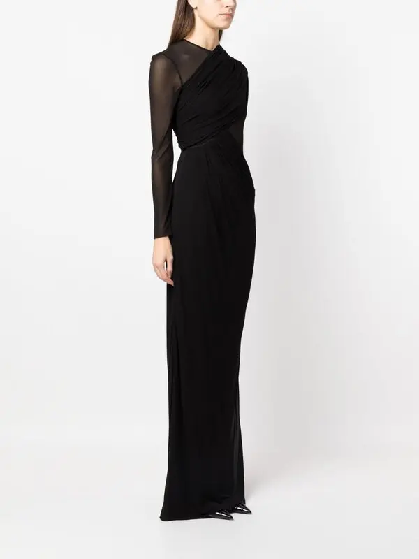 Saint Laurent Sheer-panel Draped Gown