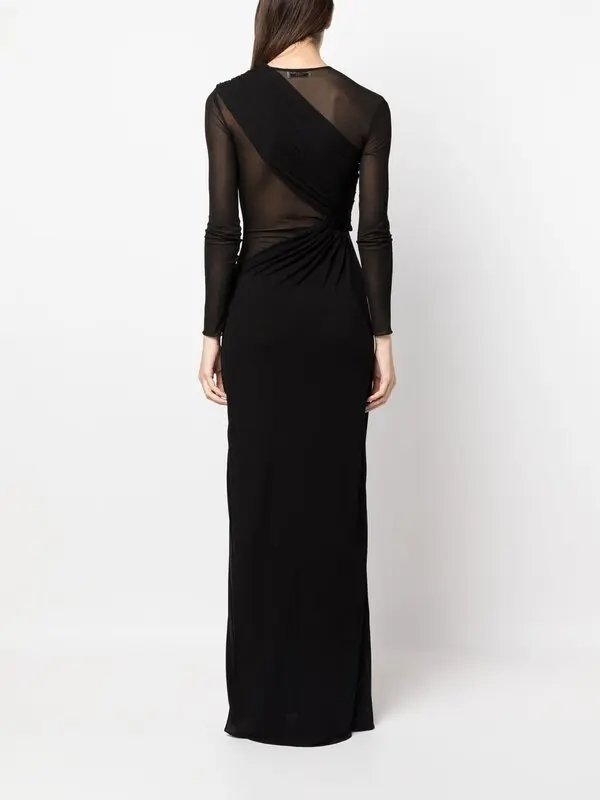 Saint Laurent Sheer-panel Draped Gown