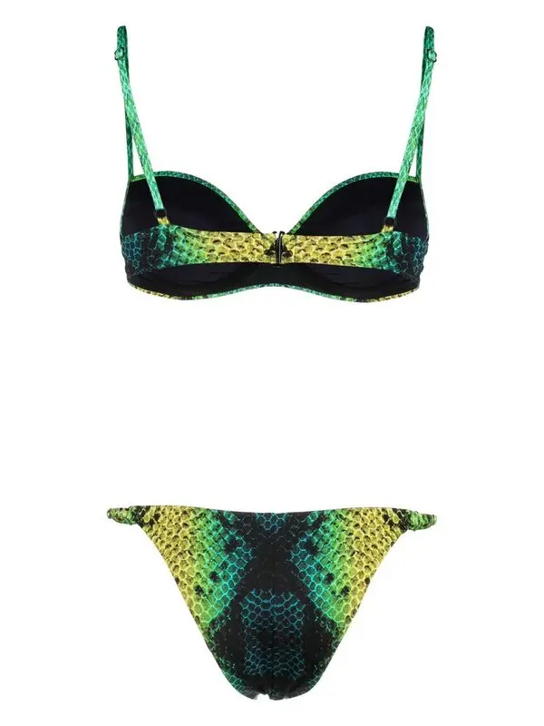 NOIRE SWIMWEAR Snakeskin-print Bikini Set