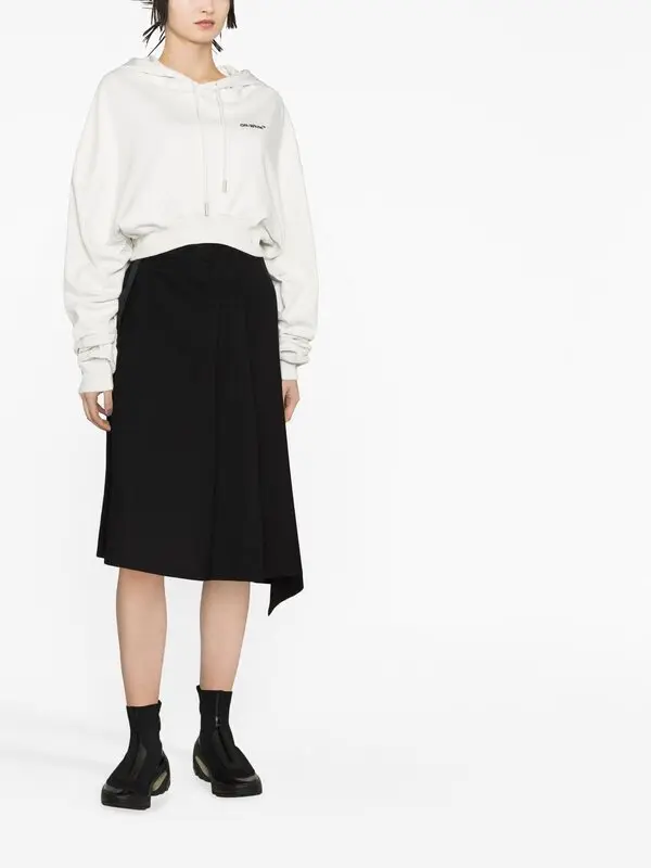 Off-White Logo-print Cropped Hoodie - Neutrals