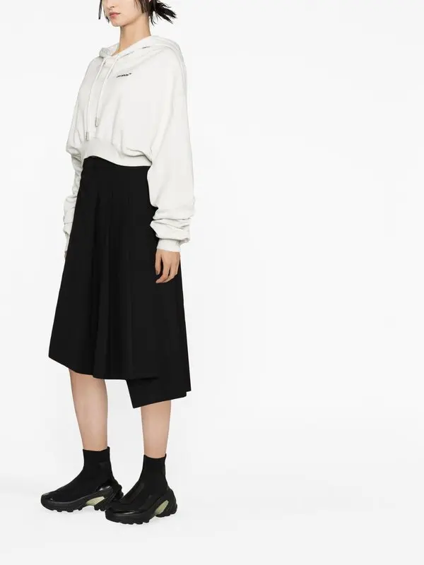 Off-White Logo-print Cropped Hoodie - Neutrals