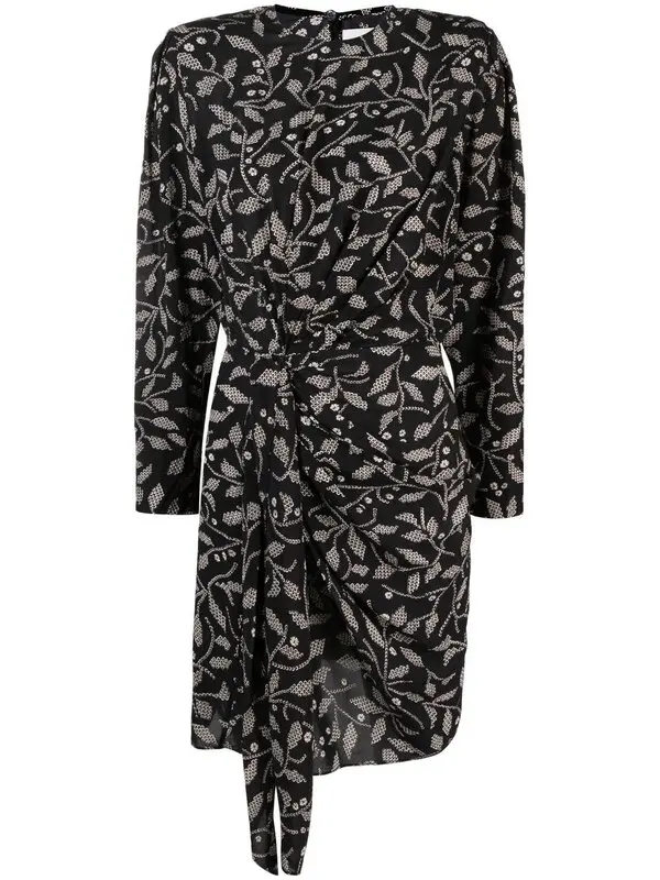 MARANT ETOILE Dulce Floral-print Mini Dress - Black