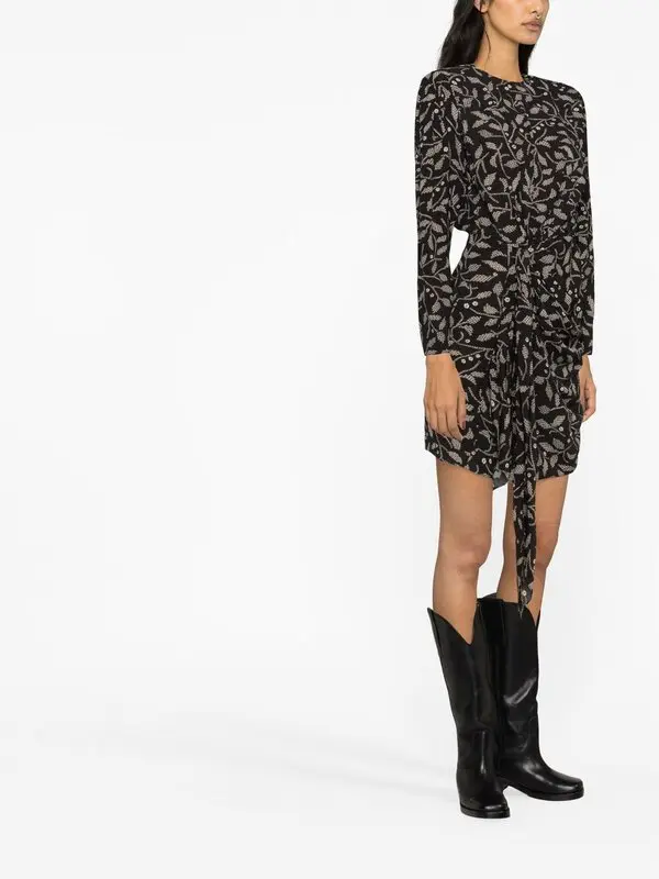 MARANT ETOILE Dulce Floral-print Mini Dress - Black