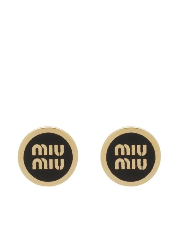 Miu Miu Logo Stud Earrings - Gold