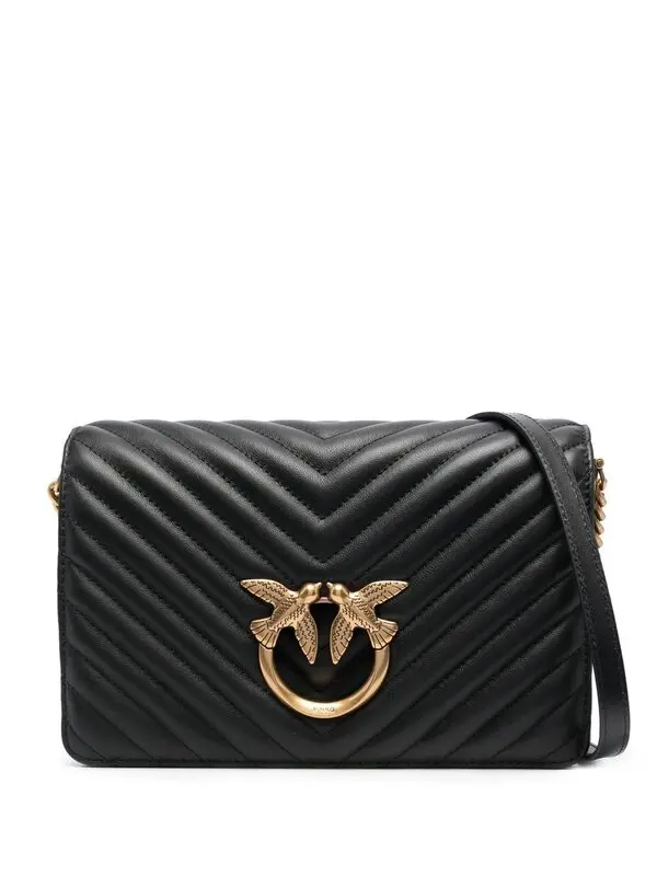 Pinko Classic Click V-quilted Love Bag - Black