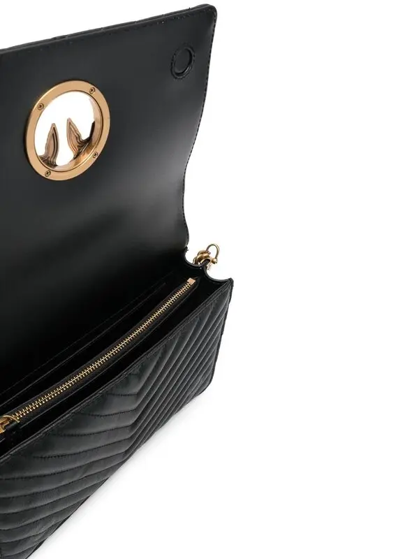 Pinko Classic Click V-quilted Love Bag - Black