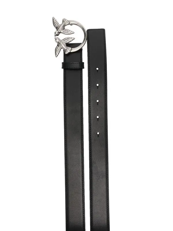 Pinko Love Berry Logo Plaque Leather Belt