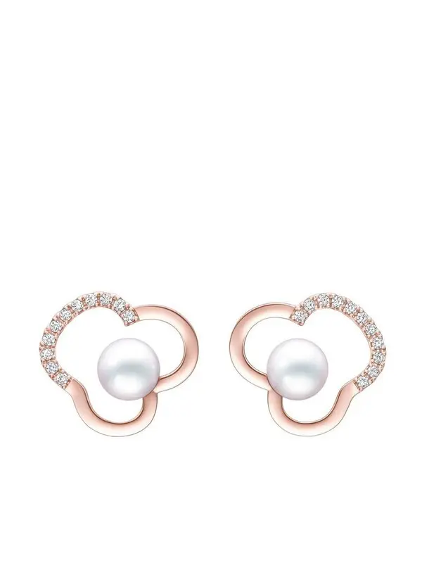 TASAKI 18kt Rose Gold Chants Pearl And Diamond Earrings - Pink