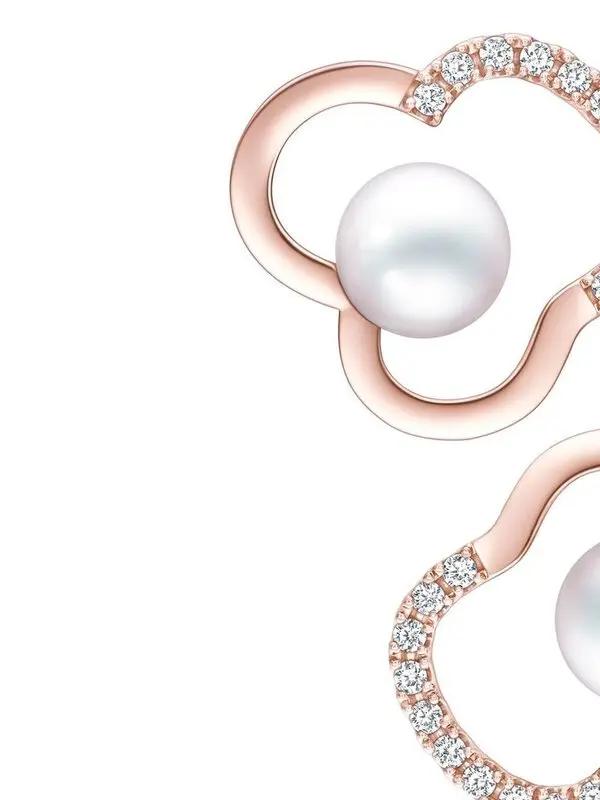 TASAKI 18kt Rose Gold Chants Pearl And Diamond Earrings